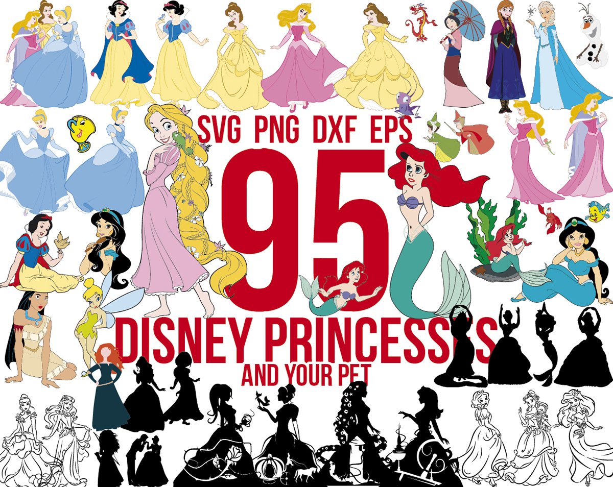 Disney Princesses svg, Disney Princesses png, Disney Princesses dxf ...