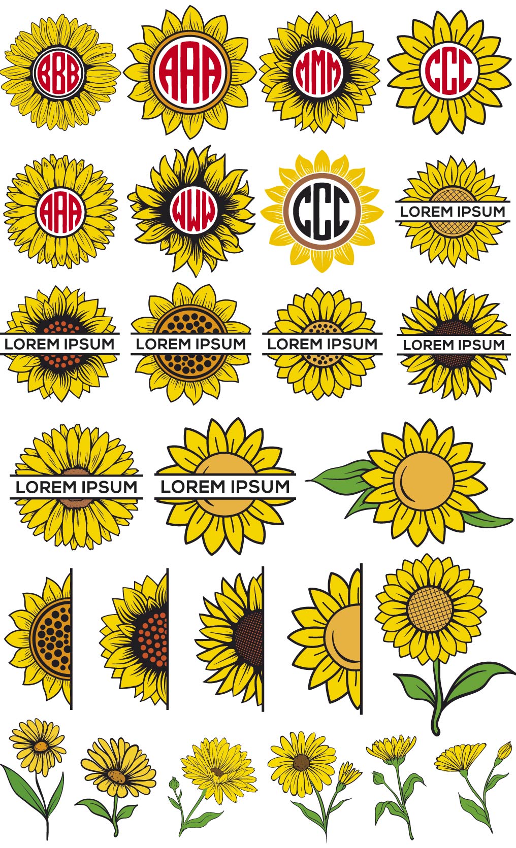 Sunflower svg, Sunflower Monogram svg, Flowers svg | BOXMEDIART Svg Cut ...