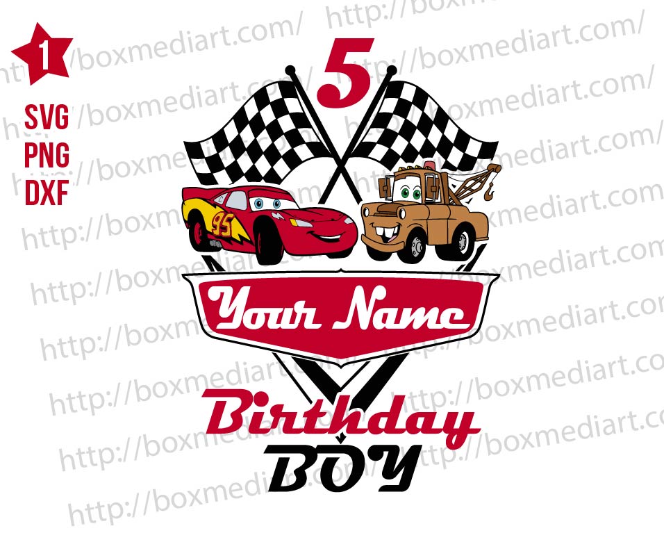 Custom Name Lightning McQueen Birthday Boy Svg Png | BOXMEDIART Svg Cut ...