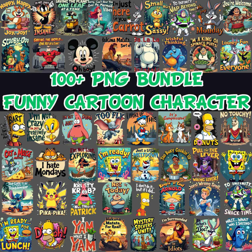 Disney Funny Cartoon Character Png Bundle, Retro Cartoon Png ...